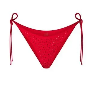 SKIMS | Swim | Skims Swim Rhinestone Tie Bikini Bottom Red M Flawed ...